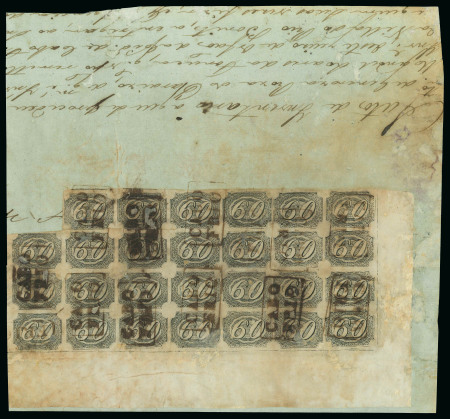 Lot 10224 - 1845, 60 black type II, the largest 60 réis multiple known ...