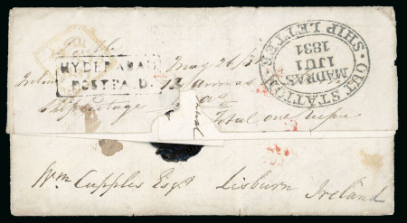 Lot 30401 - 1831 (May 26) Entire letter Hyderabad via Madras to ...