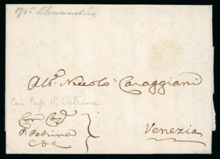 Lot 10007 - 1745 Entire letter from Alexandria to Venice, 1743 Entire ...